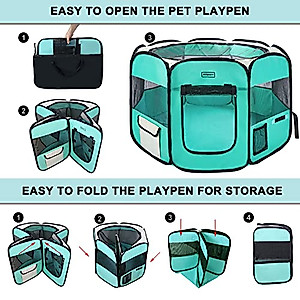 Aliparr Portable Pet Playpen,Dog Playpen Foldable Pet Exercise Pen Tents for Dogs/Cats/Rabbits/Pets,Cat Playpen Indoor/Outdoor Travel Camping Use with Carry Case
