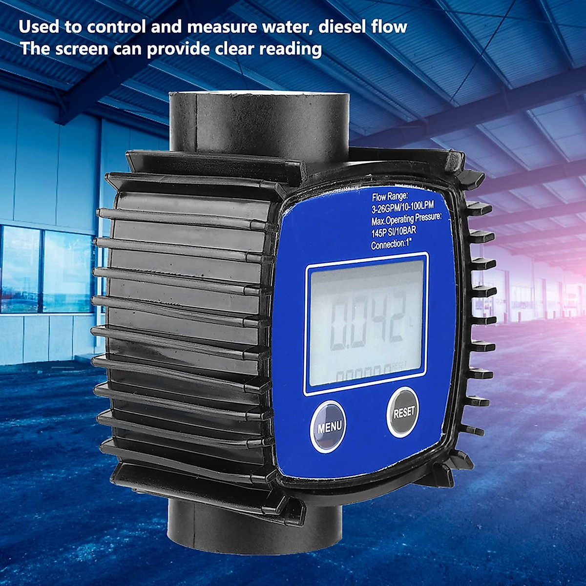 Meter, 1in Internal Thread Water Sensor Meter, High Accuracy Digital Display Flowmeter for, Gasoline, Chemical Liquid