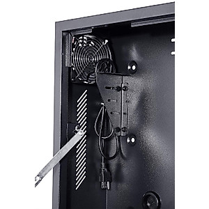 Kenuco Heavy Duty 16 Gauge Steel DVR Security Lockbox with Fan and Swing Open Top (24'' x 21'' x 8'' Black)