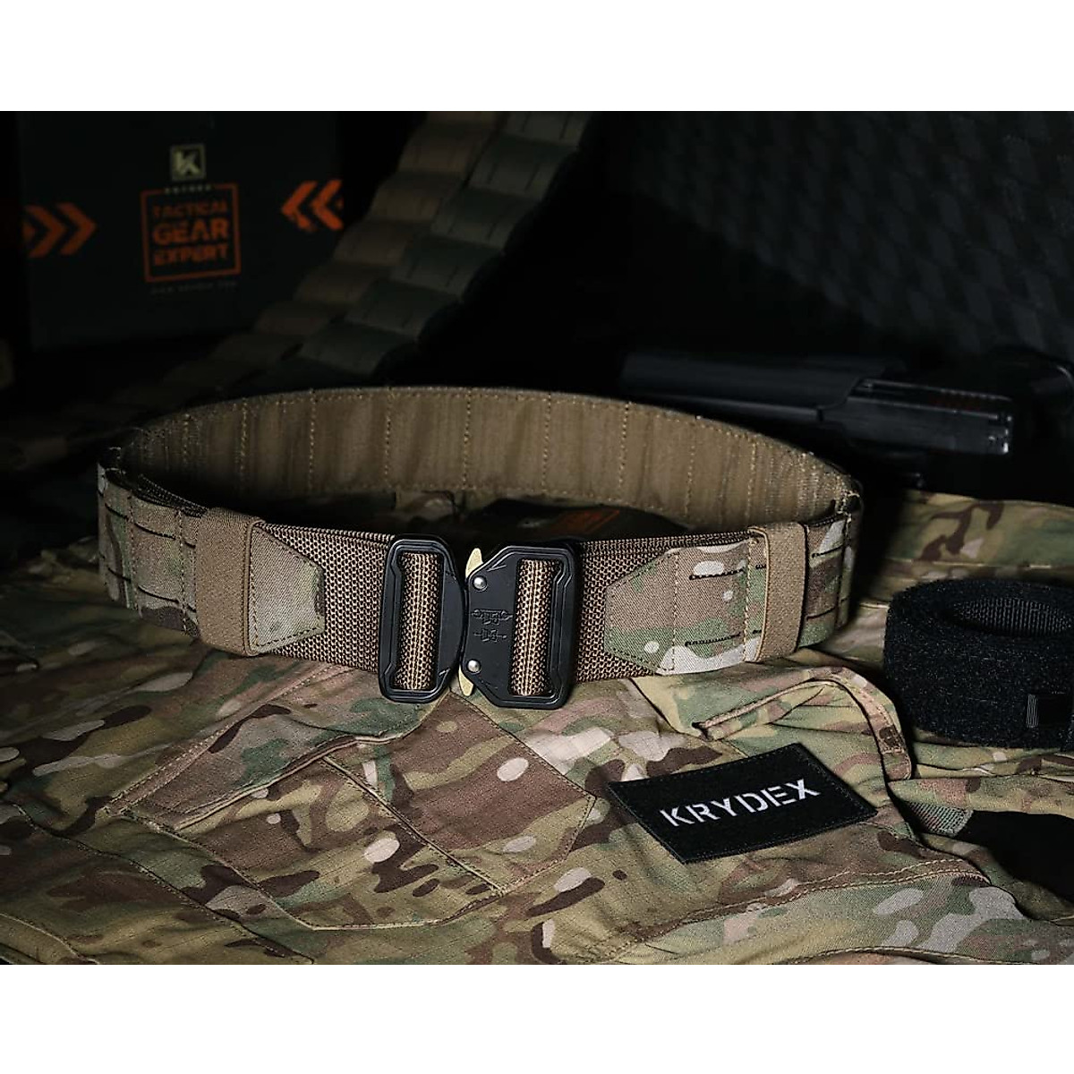 KRYDEX Tactical Battle Belt with Quick Release MOLLE System, Inner Belt, Padded Anti-Slip Pad