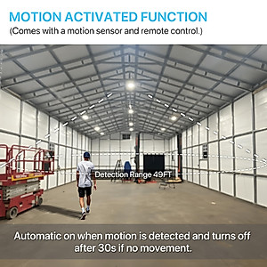 HYPERLITE 150W Smart High Bay LED Shop Lights 2pack, 140LM/W 5000K LED High Bay Lights with 1pack Remote Control & 2pack Motion Sensor, 120-277V High Bay LED Lighting for Garage Workshop Gym