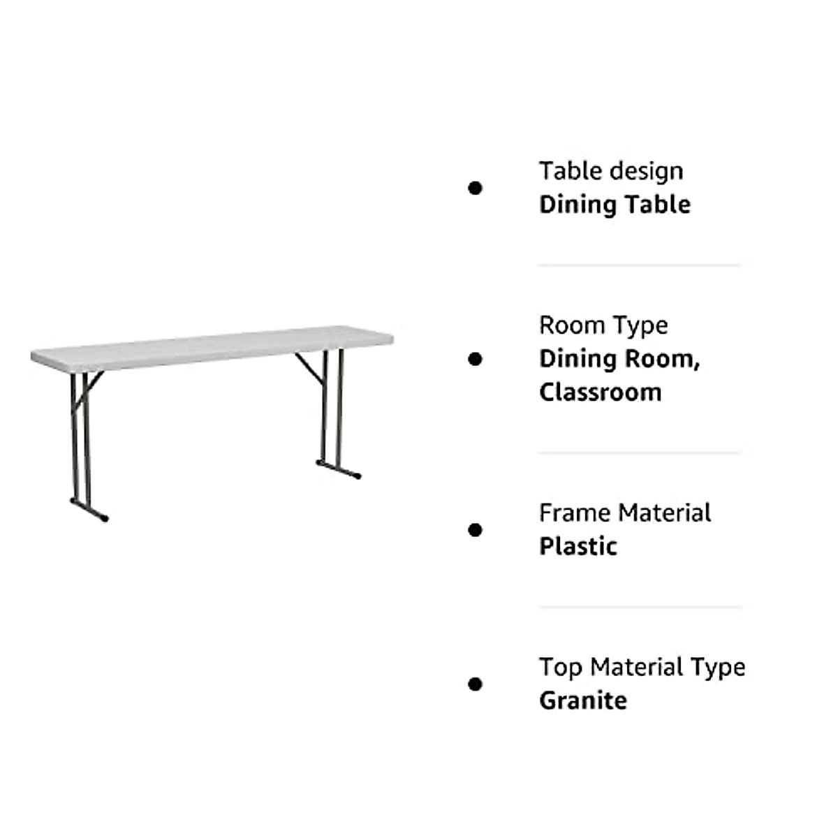 Flash Furniture Elon 6-Foot Granite White Plastic Folding Training Table
