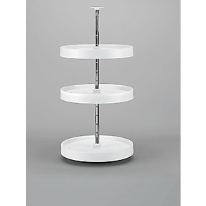 18in 3 Shelf Full Round Polymer Lazy Susan Set Almond