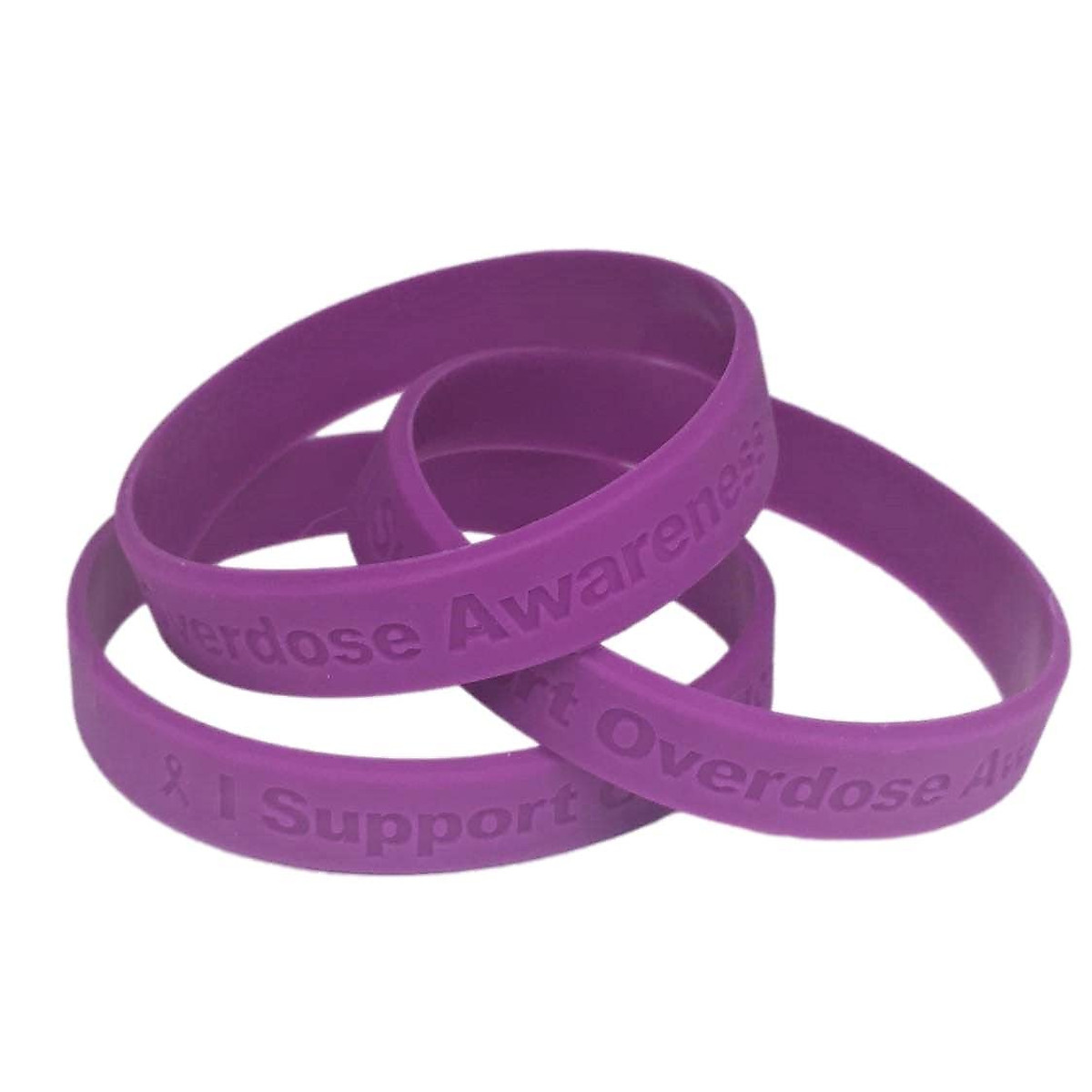 25 - I Support Overdose Awareness" Bracelets 100% Medical Grade Silicone - Latex and Toxin Free - 25 Bracelets - Show Your Support For Overdose Awareness