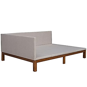 Ayvbir Sofa Bed Full Size Upholstered Daybed,Classic Mid-Century Simple Modern Design Daybed Frame with Linen Fabric Bed Sofa for Bedroom Living Room,Beige