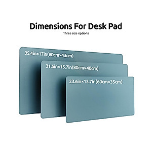 YSAGi Dual-Sided Leather Desk Pad, Office Desk Mat, PU Leather Desktop Protector, Large Mouse Pad, Laptop Desk Pad, Waterproof Desk Writing Pad for Office and Home (23.6" x 13.8", Blue+Grey)