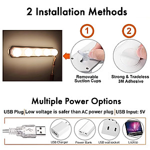 HELOIE Makeup Light,Portable Led Vanity Lights with 3 Colors Lighting Mode Adjustable & Dimmable for Vanity Table Dressing Room Mirror