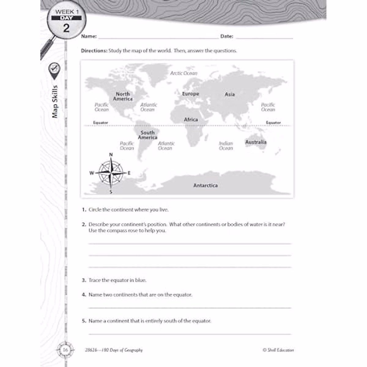 180 Days™: Social Studies, Geography for 5th Grade Practice Workbook for Classroom and Home, Cool and Fun Practice Created by Teachers (180 Days of Practice)