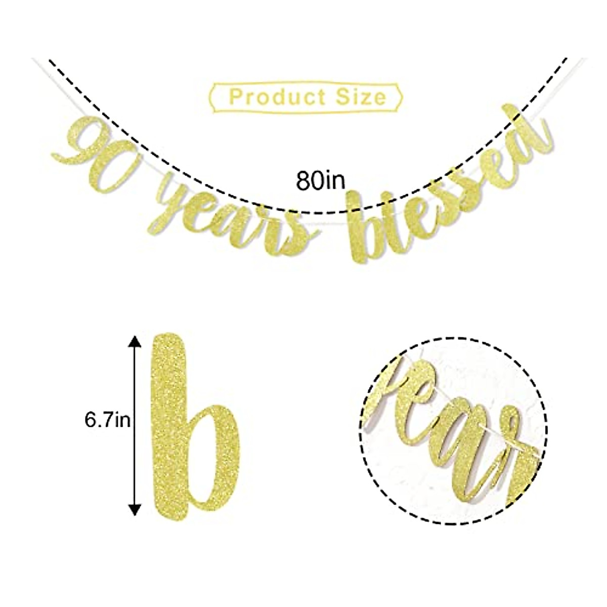 90 Years Blessed Banner - 90th Birthday Banner,90th Birthday Banner Party Decorations,90th Anniversary Banner,90 Birthday Banner Sign