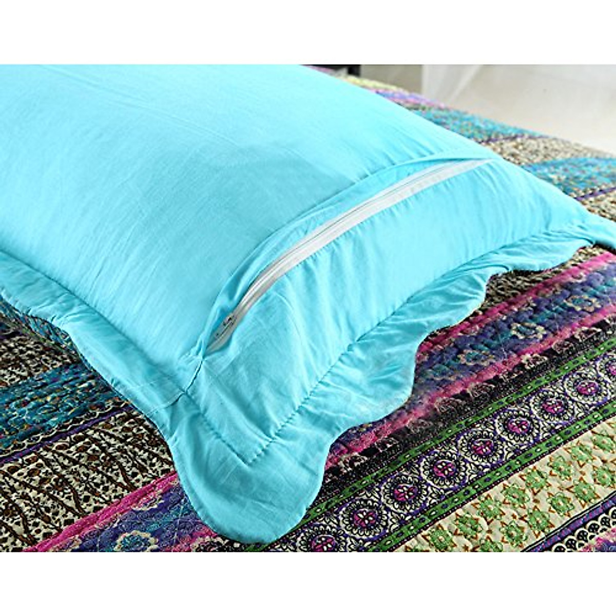 NEWLAKE Striped Jacquard Style Cotton 3-Piece Patchwork Bedspread Quilt Sets, Queen Size