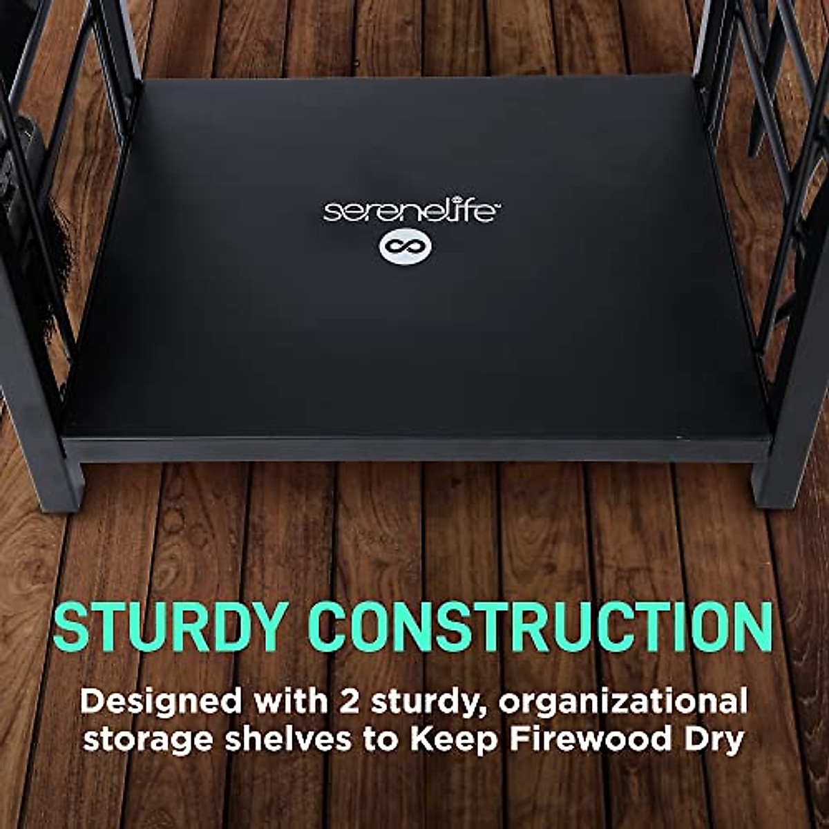 SereneLife Firewood Storage Rack - Heavy Duty Wood Stackers Organizer, 220 lbs weight Log Capacity, Stack up your Logs and Keeps it Dry, Suitable for any Seasons, Perfect for Indoor and Outdoors