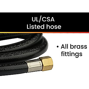 Hot Max 24212 Replacement Hose Liquid Propane/Natural Gas Hose with 350 Psi Rating, 10'