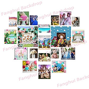 Fanghui 7x5FT Cartoon Kids Backdrop Blue Sky White Clouds Background Birthday Party Boy Baby Shower Dessert Table Banner Supplies Photo Booth Props