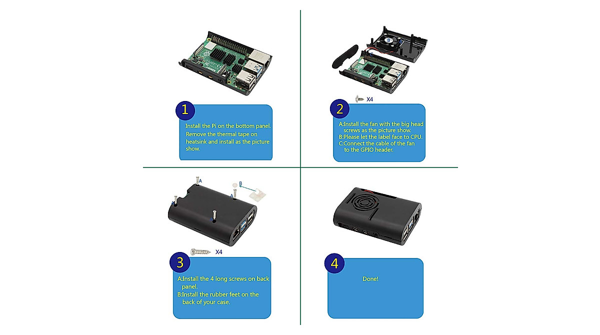 MazerPi Raspberry Pi 4 Case with Cooling Fan & Heatsink