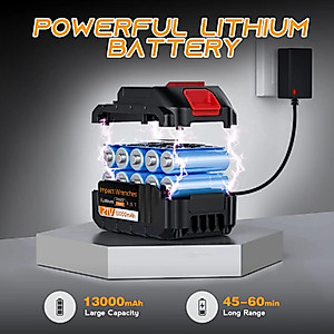 ALIENWORLD Cordless Impact Wrench,1/2 Inch Cordless Electric Impact Gun,Brushless Impact Driver,High Torque,with Battery,4 Pcs Impact Sockets for Car and Home