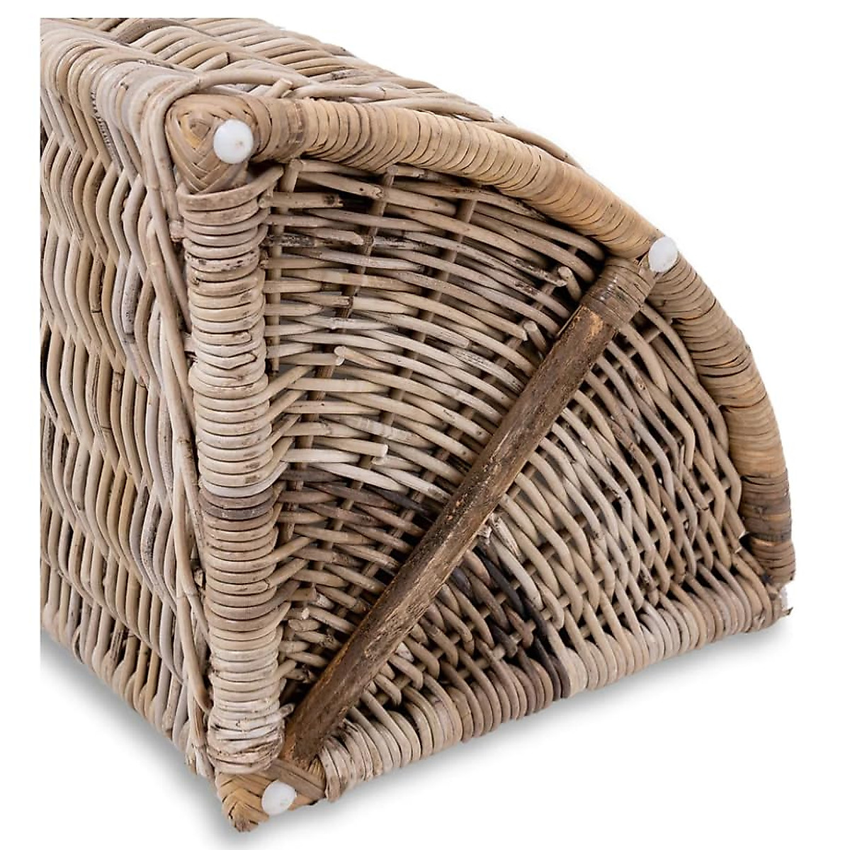 The Basket Lady Corner Wicker Laundry Hamper, 15 in L x 15 in W x 28 in H, Serene Grey…
