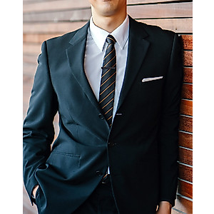 Tornito 9Pcs Tie Clips Tie Ring for Men Square CZ Tie Tacks Clutch with Chain Necktie Silver Black Gold Tie Clips Link Chain for Wedding Meeting Business Anniversary Tie Pin Clips