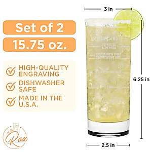 On The Rox Drinks Mocktail Recipe Highball Glasses - 15.75Oz Mocktail Party Drinking Glasses, Set of 4 - Tall Tom Collins, Mojito, Mixed Drink, Virgin Cocktail Glasses - Fancy Barware, Glassware Set