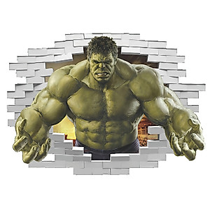 CRYTORON Superhero Wall Sticker Vinyl PVC Art Kids Decorative Decal 3D Cartoon Wall Sticker for Kids Room Bedroom Wall Decor，16 inches x 24 inches