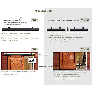 DIYHD 5FT Box Rail Heavy Duty Exterior Sliding Barn Door Hardware, Wall Mount Kit, Powder Coated Black, Fit Max Outdoor Width 30in, MAX Load 300lbs (No Door)