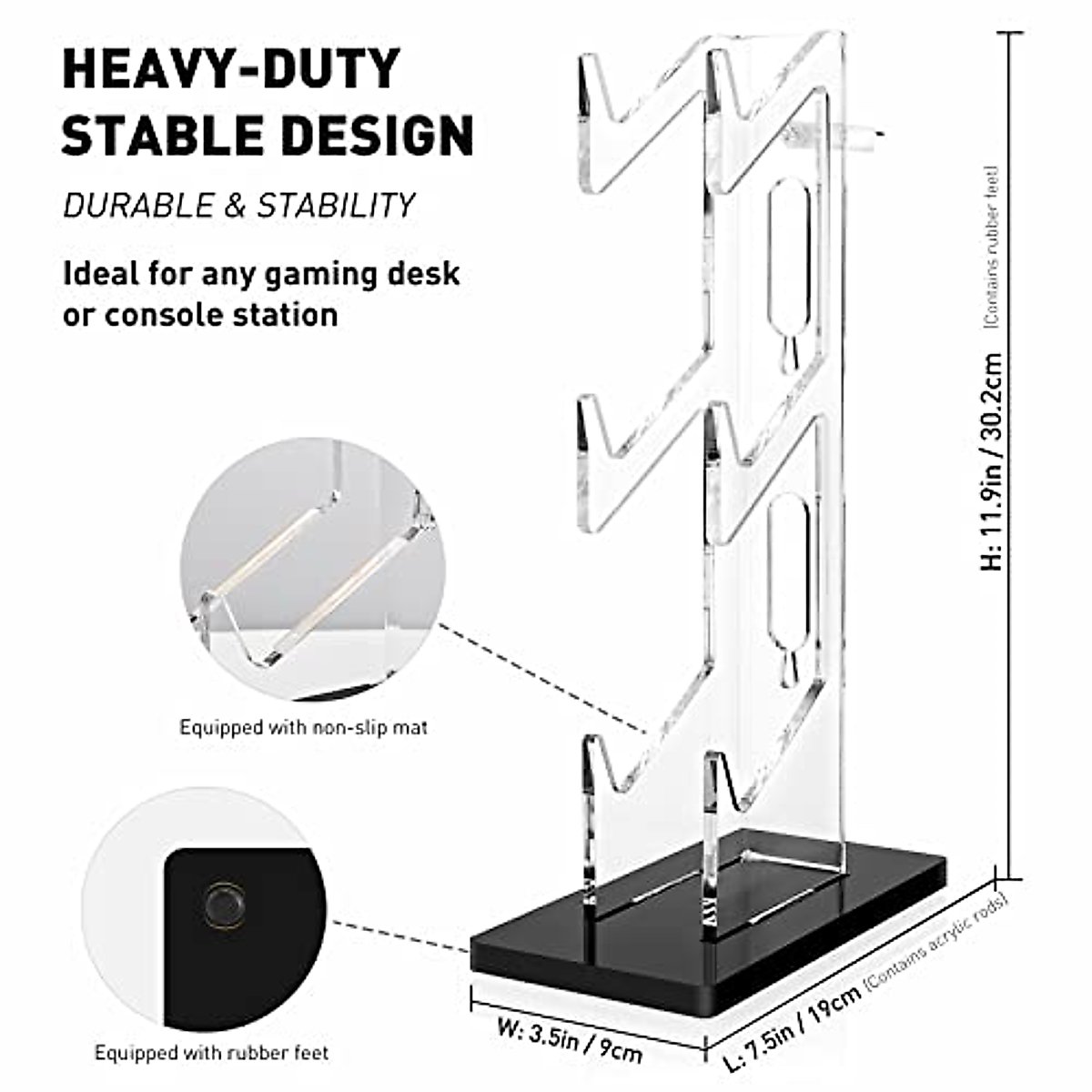 OAPRIRE Universal 3 Tier Controller Holder and Headset Stand for PS4 PS5 Xbox ONE Switch, Controller Stand Gaming Accessories, Build Your Game Fortresses (Black)