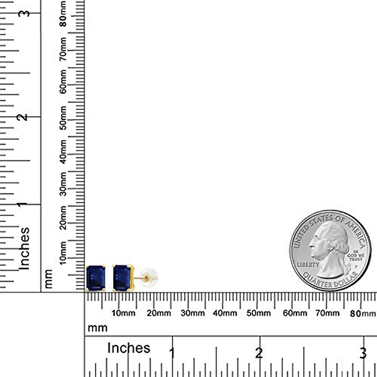 Gem Stone King Solid 14K Gold 7X5MM Emerald Cut Gemstone Birthstone Stud Earrings | Gold Earrings For Women