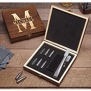 Custom Square Whiskey Glass Set with Bullet Whiskey Stones (Personalized Product)