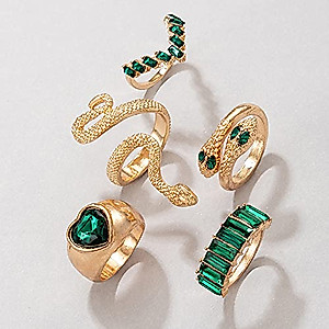 CSIYANJRY99 Gold Snake Rings Set Snake Knuckle Rings for Women Medusa Jewelry Egyptian Accessories Finger Rings Boho Vintage Stacking Rings D