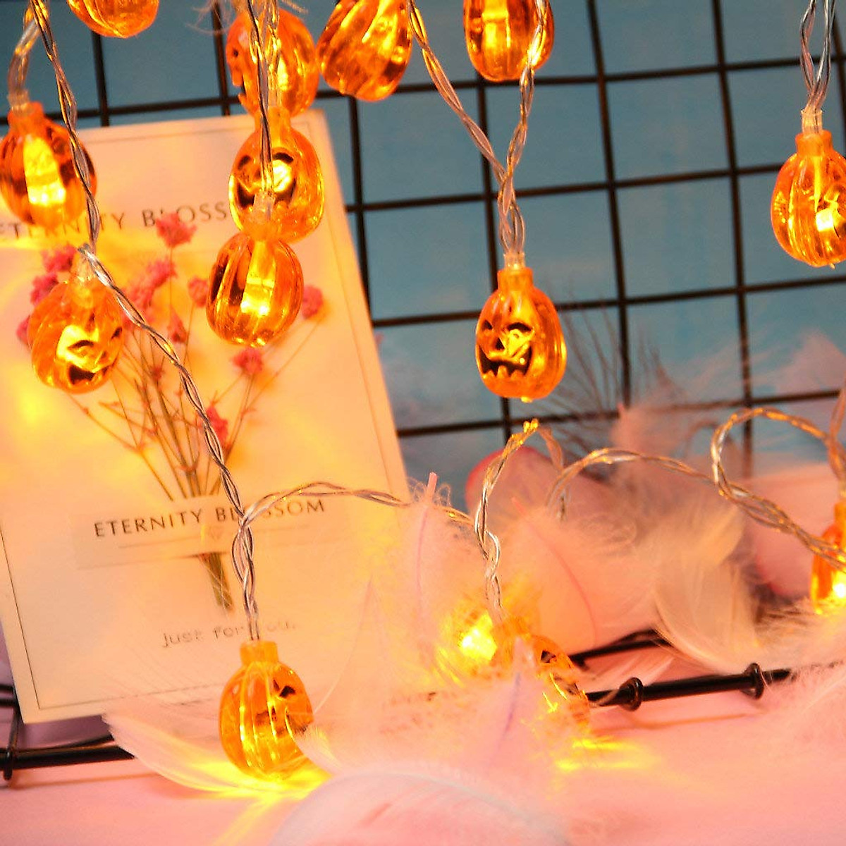 CCOOfhhc Halloween String Lights, 20/40 LED Pumpkin Halloween Lights Indoor Outdoor Party and Christmas Decoration Warm White