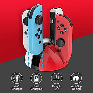 HEIYING Switch Controllers Charging Dock for Nintendo Switch/Switch OLED Joy-Con Controller, Switch Joy-Con Charging Dock with LED Indicator.