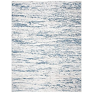 SAFAVIEH Amelia Collection Area Rug - 8' x 10', Ivory & Blue, Modern Abstract Design, Non-Shedding & Easy Care, Ideal for High Traffic Areas in Living Room, Bedroom (ALA768A)