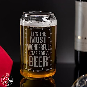Beer Can Glass-It's The Most Wonderful Time For A Beer-Funny Christmas Present for Men and Women