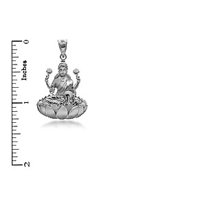 Certified 925 Sterling Silver Hindu Goddess Lakshmi (Luxmi) Pendant