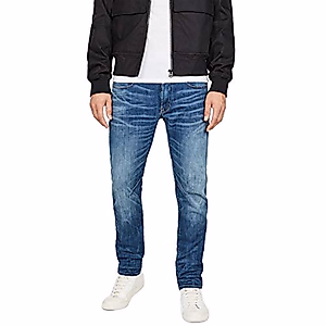 G-Star Raw Men's D-Staq 5-Pocket Slim Fit Jeans, Medium Indigo Aged, 32W x 32L