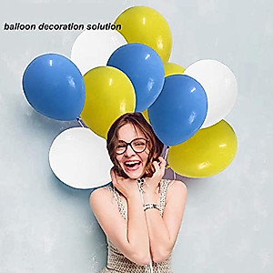 Blue Yellow White Balloon Garland Kit, 90 Pack Blue Yellow White Latex Balloons with 16FT Strip for Baby Shower Anniversary Birthday Wedding Graduation Office Party DIY Decoration