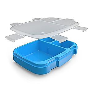 Bentgo Fresh Tray (Blue) with Transparent Cover - Reusable, BPA-Free, 4-Compartment Meal Prep Container with Built-In Portion Control for Healthy At-Home Meals and On-the-Go Lunches