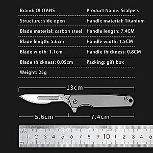 OLITANS T010 Folding Scalpel Titanium Alloy EDC Outdoor Unpacking Pocket Knife With 10pcs #24 Replaceable Blades