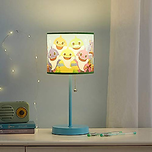 Idea Nuova Baby Shark Stick Table Kids Lamp with Pull Chain,Metal, Themed Printed Decorative Shade
