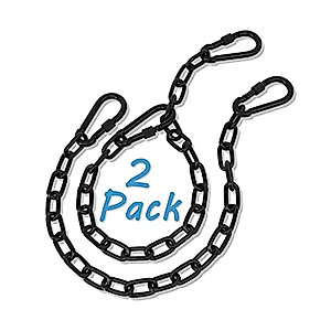 2 Pack Hanging Chair Chain with 4 Carabiners, 440LB Capacity Hanging Kits Heavy Duty Hanging Chair Hardware for Hammock Swing Hanging Chair Punching Bags Sandbag Indoor Outdoor Yoga Gym (Black)