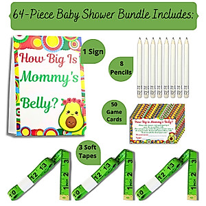 How Big is Mommys Belly Game cinta para medir la panza Measure the Belly Baby Shower Game 62 Piece for 50 Players Fiesta Avocado cielito lindo baby shower Game
