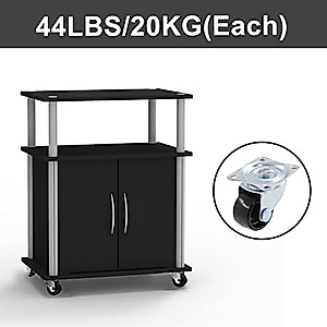 Luomorgo 1 inch Dia Swivel Caster Wheels Rubber Base with Rectangle Top Plate & Bearing Heavy Duty 8pcs