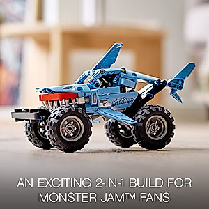 LEGO Technic Monster Jam Megalodon 42134 Set - 2 in 1 Pull Back Shark Truck to Lusca Low Racer Car Toy, Summer DIY Building Toy Ideas for Outdoor Play for Kids, Boys, and Girls Ages 7+