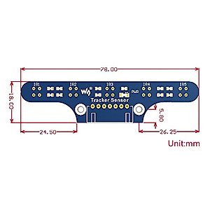 Waveshare Tracker Sensor Module 5-ch ITR20001/T Infrared Detector Robot Infrared Line Tracking Range 1cm to 5cm Power 3.3V to 5V