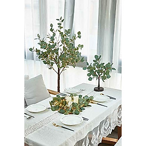 LITBLOOM Lighted Eucalyptus Garland Battery Operated with Timer 6FT 96 LED Artificial Greenery Twig Vine Lights for Room Stairs Mantle Wedding Holiday Decoration Indoor Outdoor