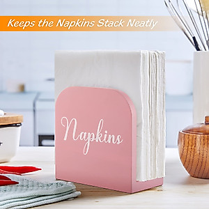 Pink Napkin Holder for Table - ALELION Wooden Napkin Holders for Kitchen - Pink Kitchen Decor and Accessories for Dining Room Table Decor - Wood Napkin Dispenser