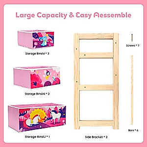 Jomifin Kids Toy Organizer for Boys Girls, 6 Storage Bins Large Storage Capacity Best Toy Storage Solution for Playroom, Nursery (Green) (Pink)