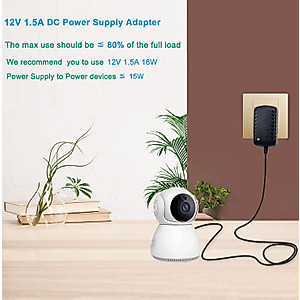 MTYTOT DC 12V 1.5A 1500mA Power Supply Adapter 100-240V AC to DC 12Volt Transformers Switching Power Supply 5.5mm x 2.5/2.1mm DC Plug for 12V led Strip Light CCTV Camera,12 Volt 1.5Amp AC/DC Adapter
