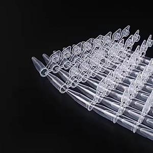 PCR Tubes - 0.2ml PCR Tubes Thin Wall, SHinged Flat Caps Attached,DNase/RNase Free,（125 Strips/Box)