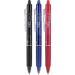 Pilot, FriXion Clicker Erasable Gel Pens, Fine Point 0.7 mm, Tub of 36, Black, Blue & Red