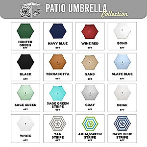 Punchau 6 Ft Outdoor Patio Umbrella, Easy Open/Close Crank and Push Button Tilt Adjustment - Beige Market Umbrellas